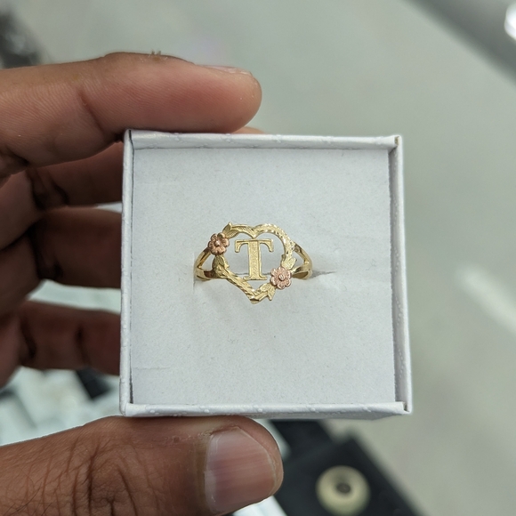 Unbrand | Jewelry | Kt Real Gold Heart Letter T Ring For Women | Poshmark